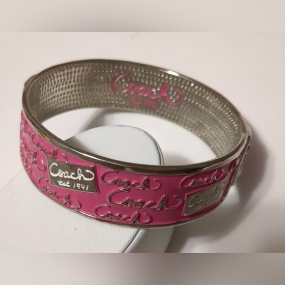 Coach | Jewelry | Coach Pink Enamel Bangle Bracelet | Poshmark